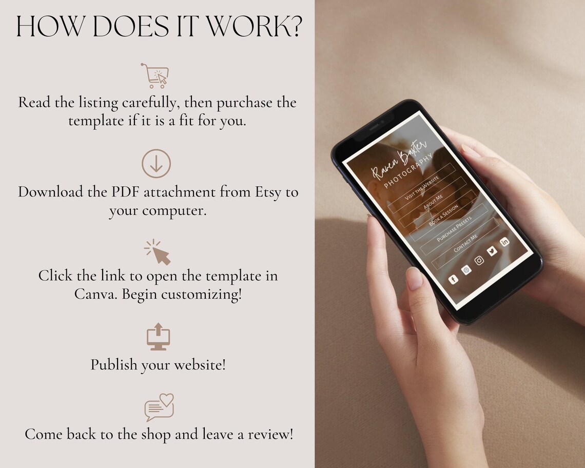 Photographer Instagram Bio Link Canva Template (digital Download) - Etsy