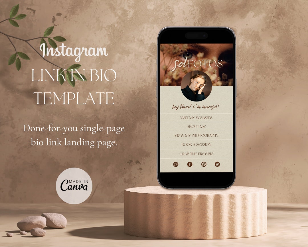 Photographer Instagram Bio Link Template, Canva Landing Page (digital ...