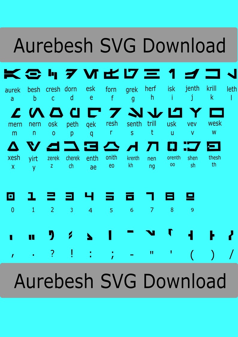 Star Wars Aurebesh Alphabet SVG Download - Etsy