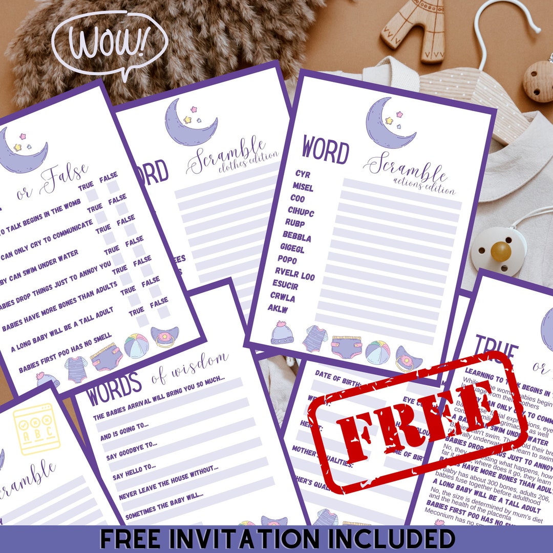 Digital Baby Shower Games With FREE Baby Shower Invitation, Baby ...