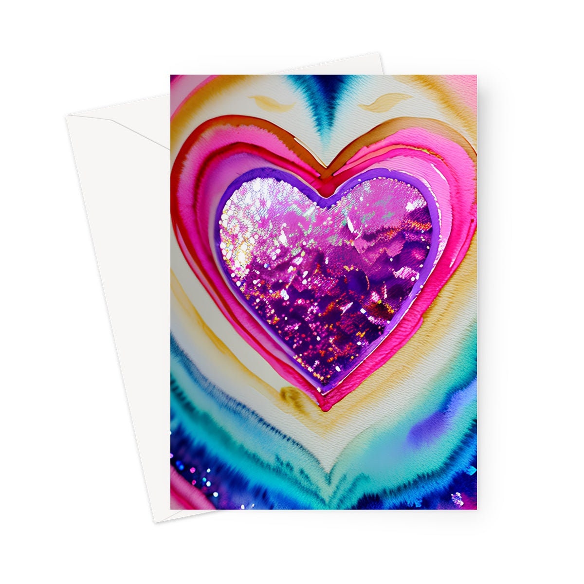 Shiny Shiny Love Heart Blank Greeting Card - Etsy
