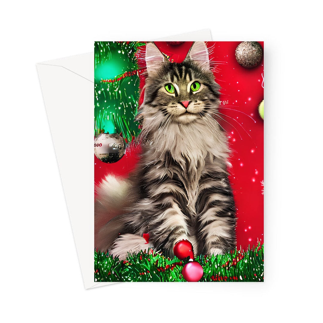 Twinkies Best Christmas Maine-coon Christmas Blank Greeting - Etsy