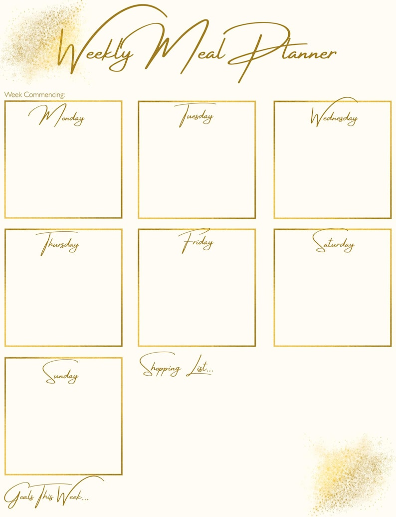 Weekly Meal Planner Printable - Etsy