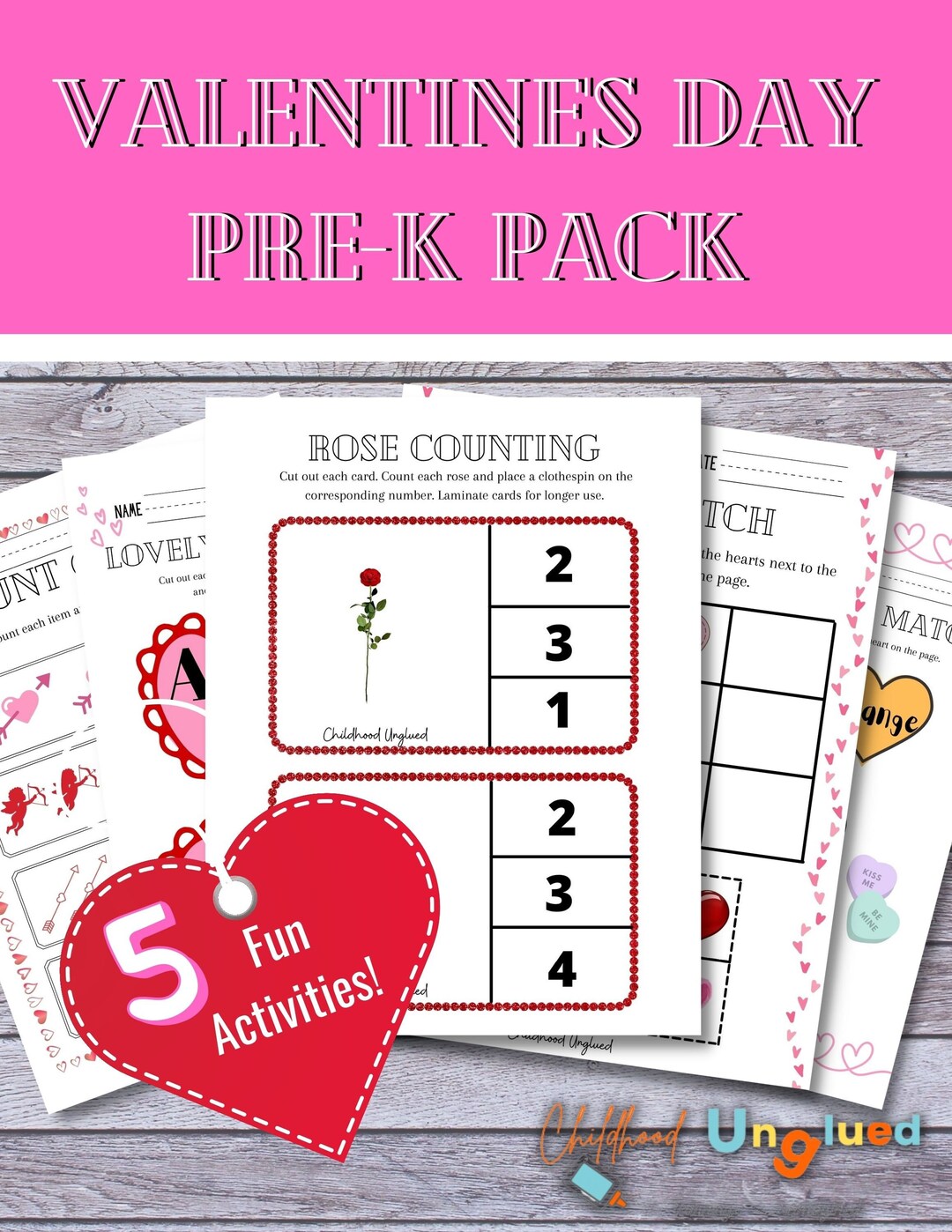 Valentine's Day Pre-k Activity Pack | Learning Activities | Valentine's ...