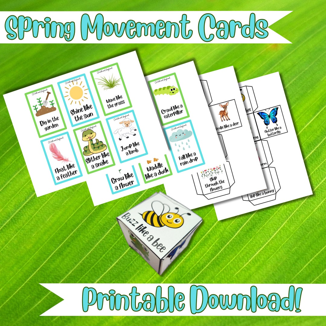 Spring Movement Cards | Movement Dice | Kids Printable Activity | Gross ...