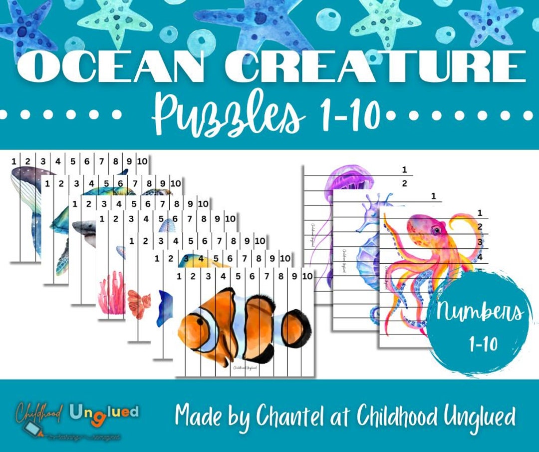 Ocean Creature Number Sequence Puzzles | Preschool Printable | Ocean ...