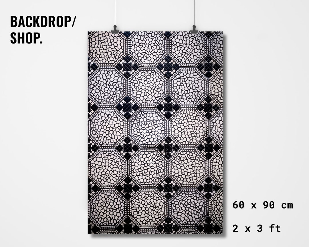 Vinyl Backdrop Black and White Tiles for Food, Product Photography ...