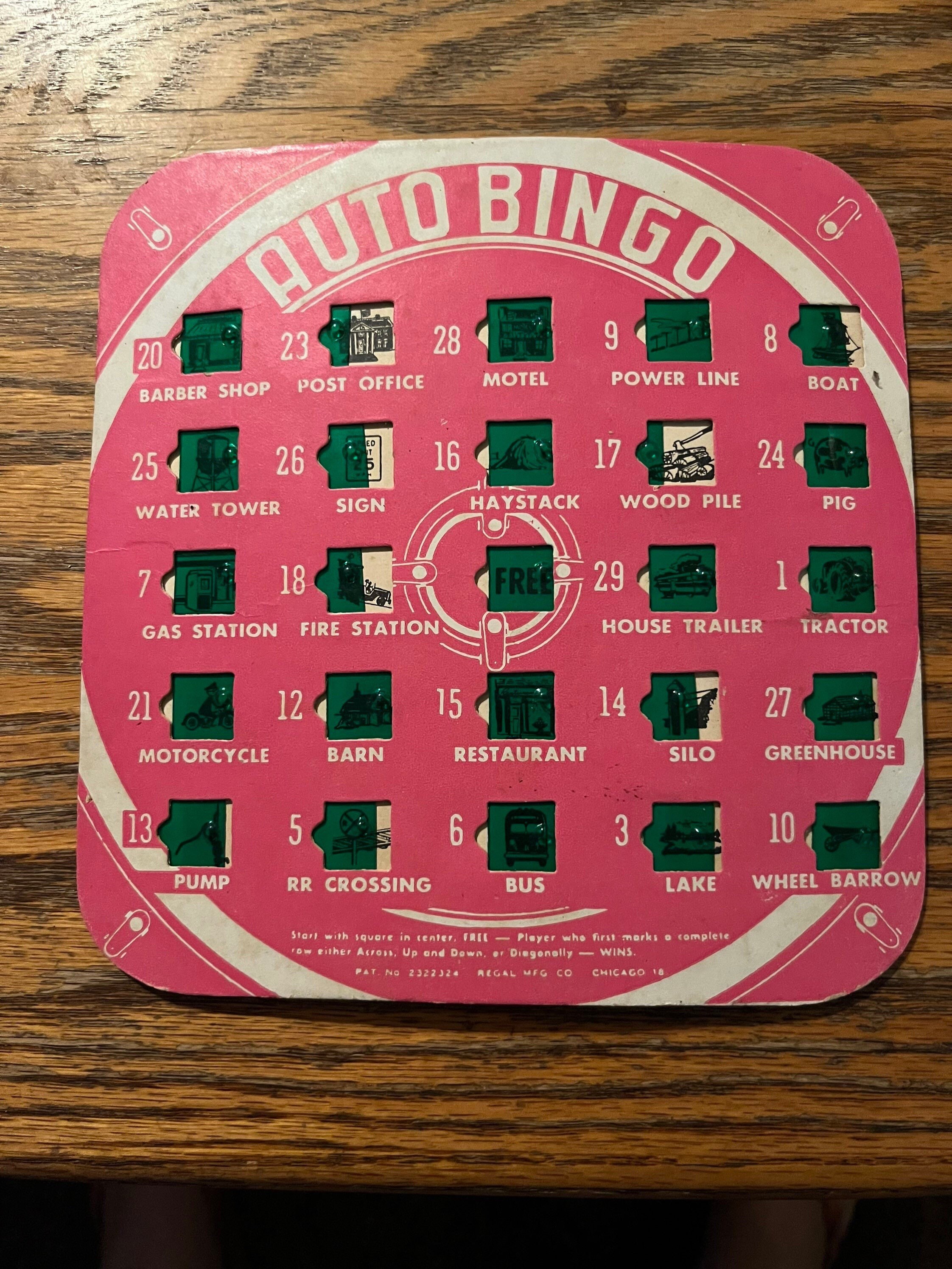 Vintage Auto Bingo Card by Regal Mfg Co - Etsy