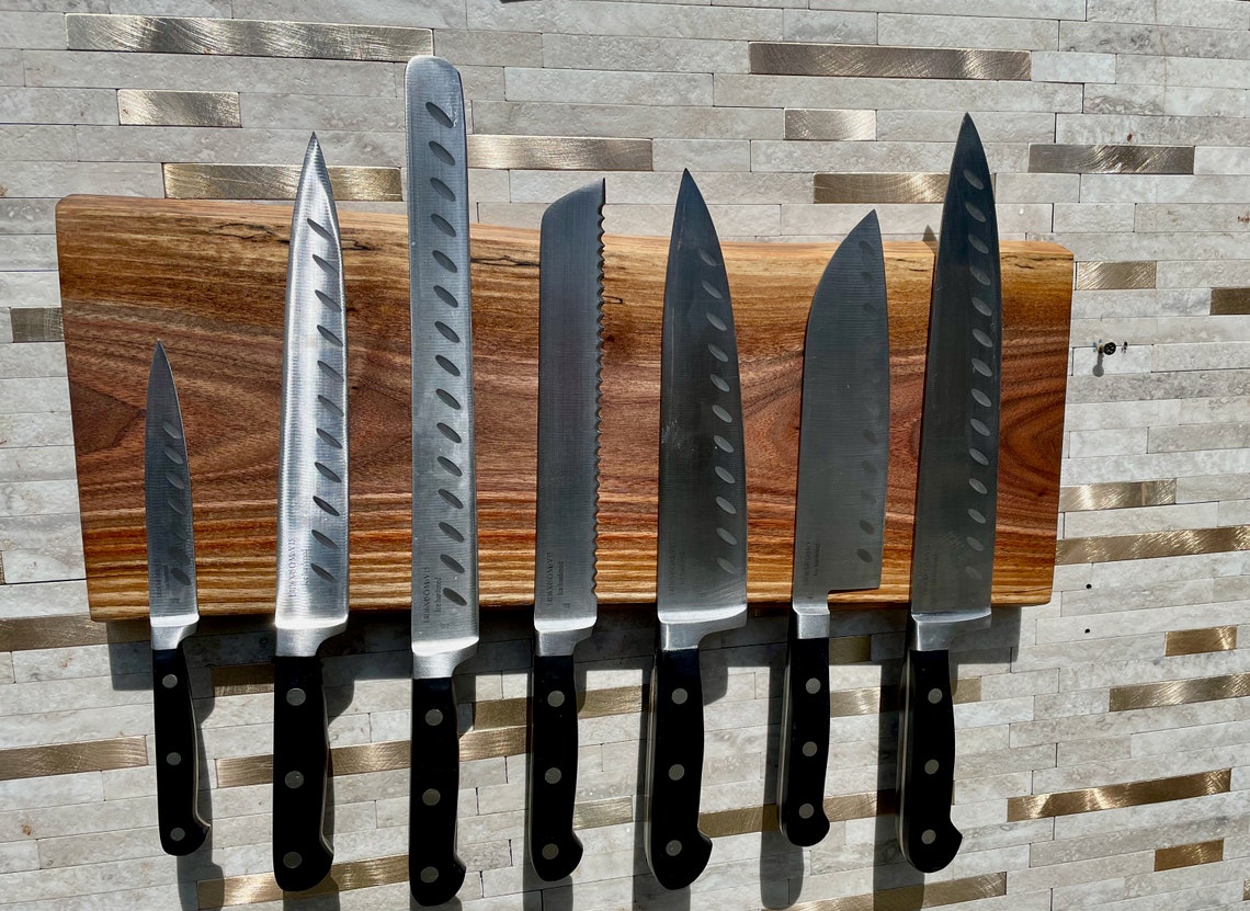 Live Edge Solid Walnut Magnetic Knife Board 18' X7 1/2' X 1 - Etsy