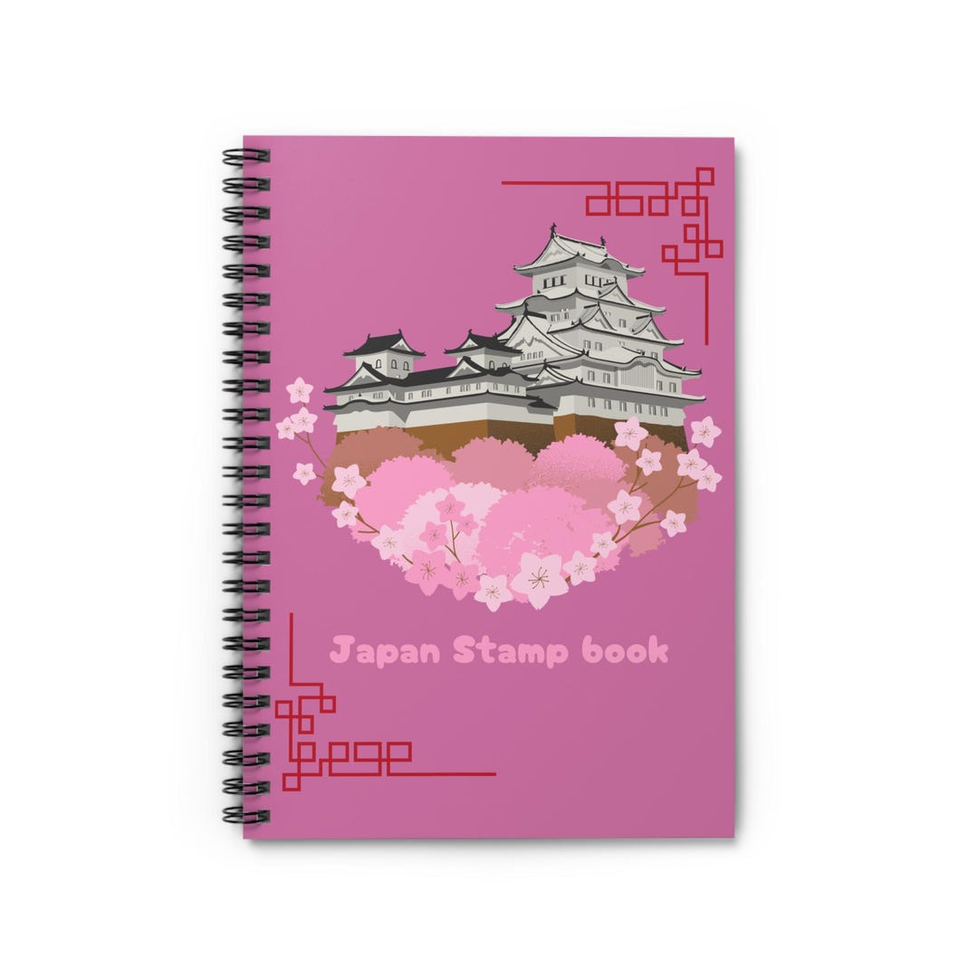 Japan Stamp Book Cute Spiral Notebook for Travelers, Floral Design ...