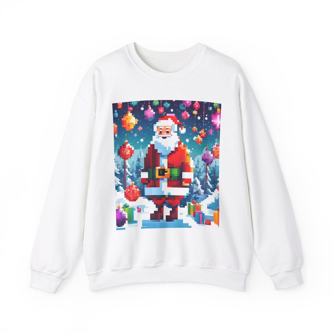 8 Bit Santa Retro Christmas Tacky Ugly Sweater With Cute Pixelated Xmas ...