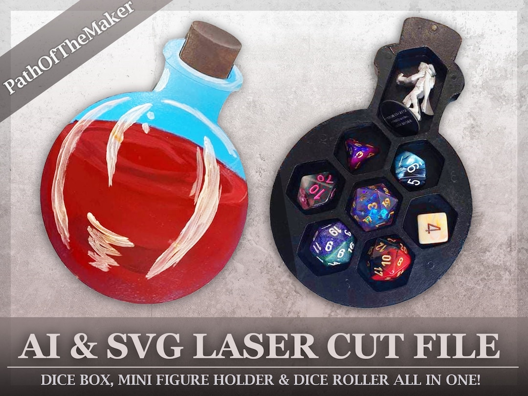 SVG File Potion Bottle Dice Box, RPG Miniature Holder, Dice Roller ...