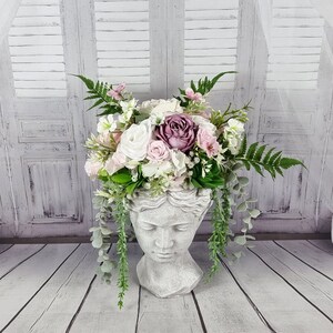 Roman Venus Head Planter: Silk Flower Arrangement, Ceramic Statue (16 ...
