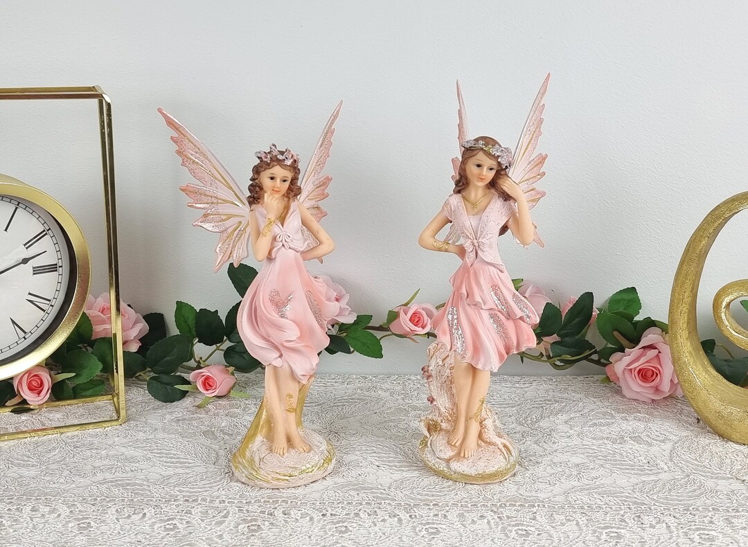 10.6 Inch Big Glitter Pink Fairy Figure Fairy Garden Statue, Pixie Doll ...