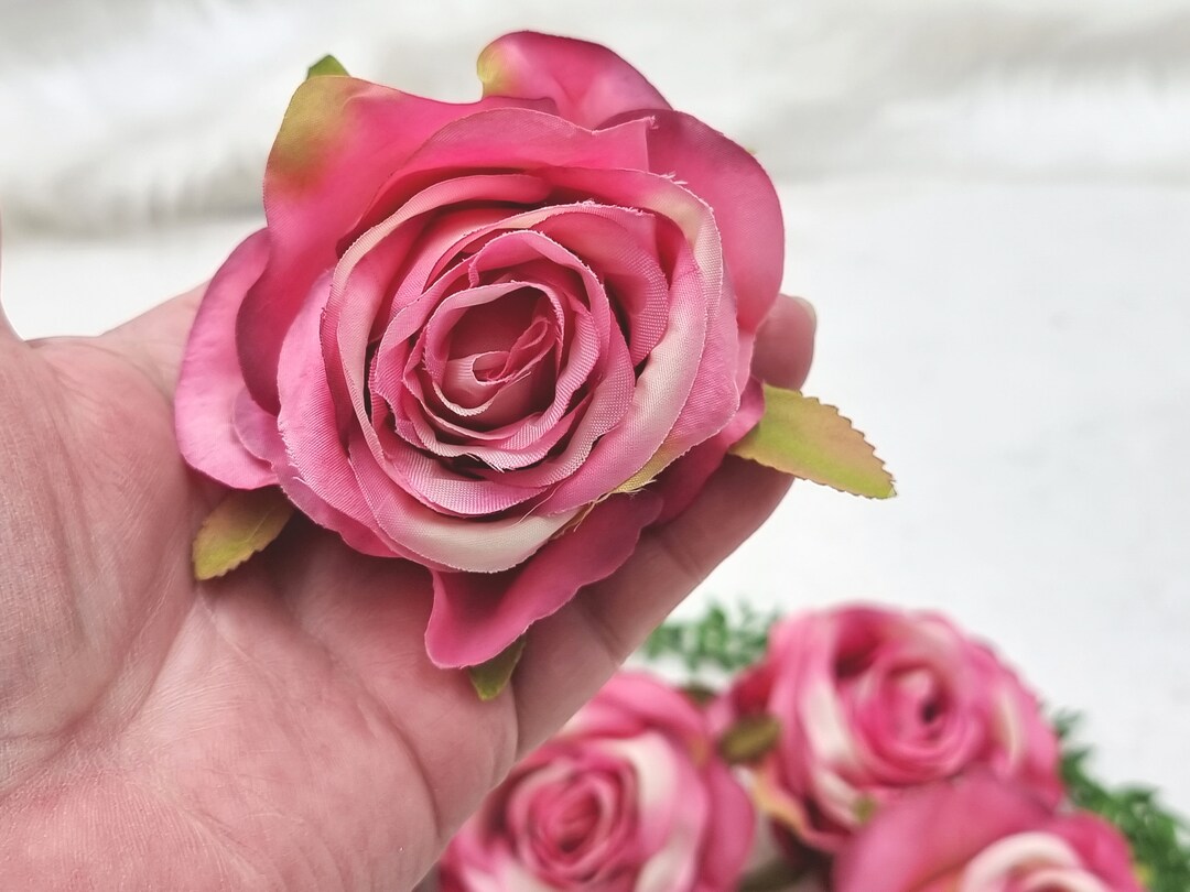 Pink Silk Rose Heads: Realistic Faux Flowers, 3.15" (set of 6) - Etsy