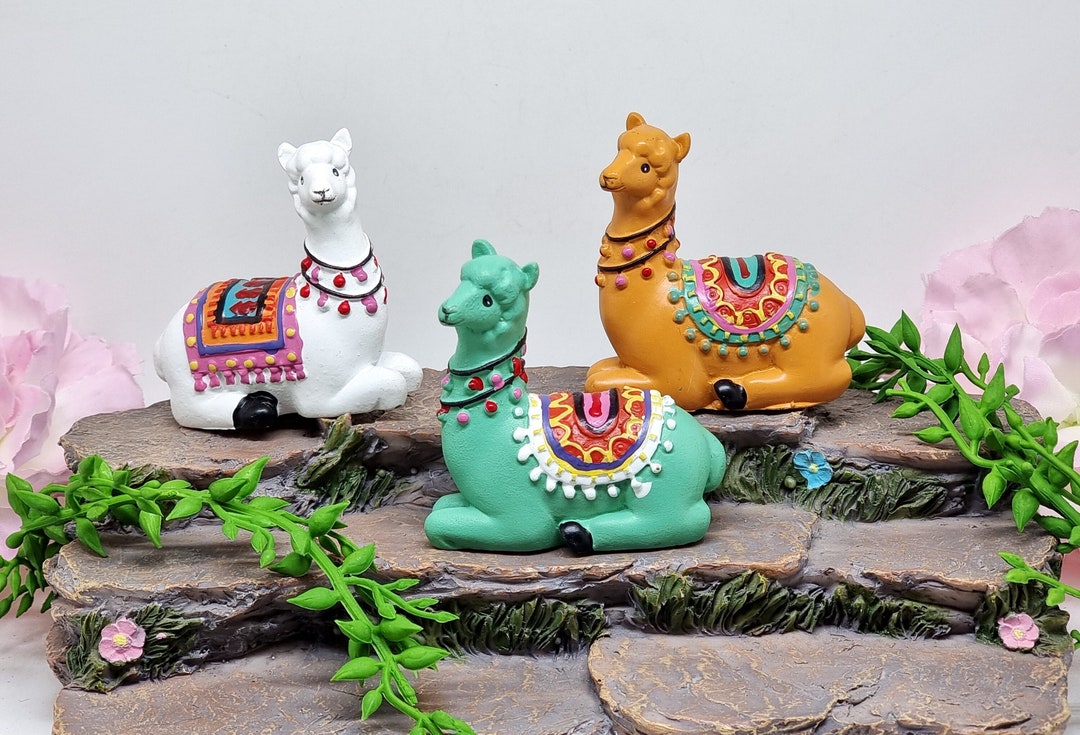 2,29" Seated Llama Figure Fairy Garden Supply, Miniature Llama Figure ...
