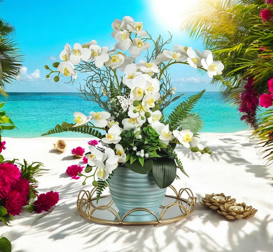 White Orchid Decoration, Flowers Premium Quality Artificial Orchid ...