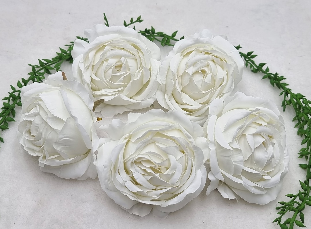 White Silk Rose Heads: Realistic Artificial Flowers (set of 5) - Etsy
