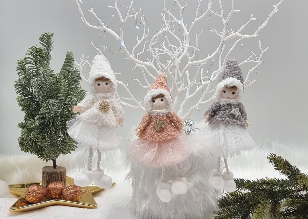 Set of 3 Hanging Angel With Hat, White Angel Figurine, Angels Christmas ...