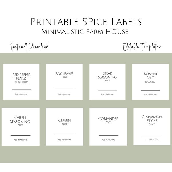 Spice Label Template - Etsy