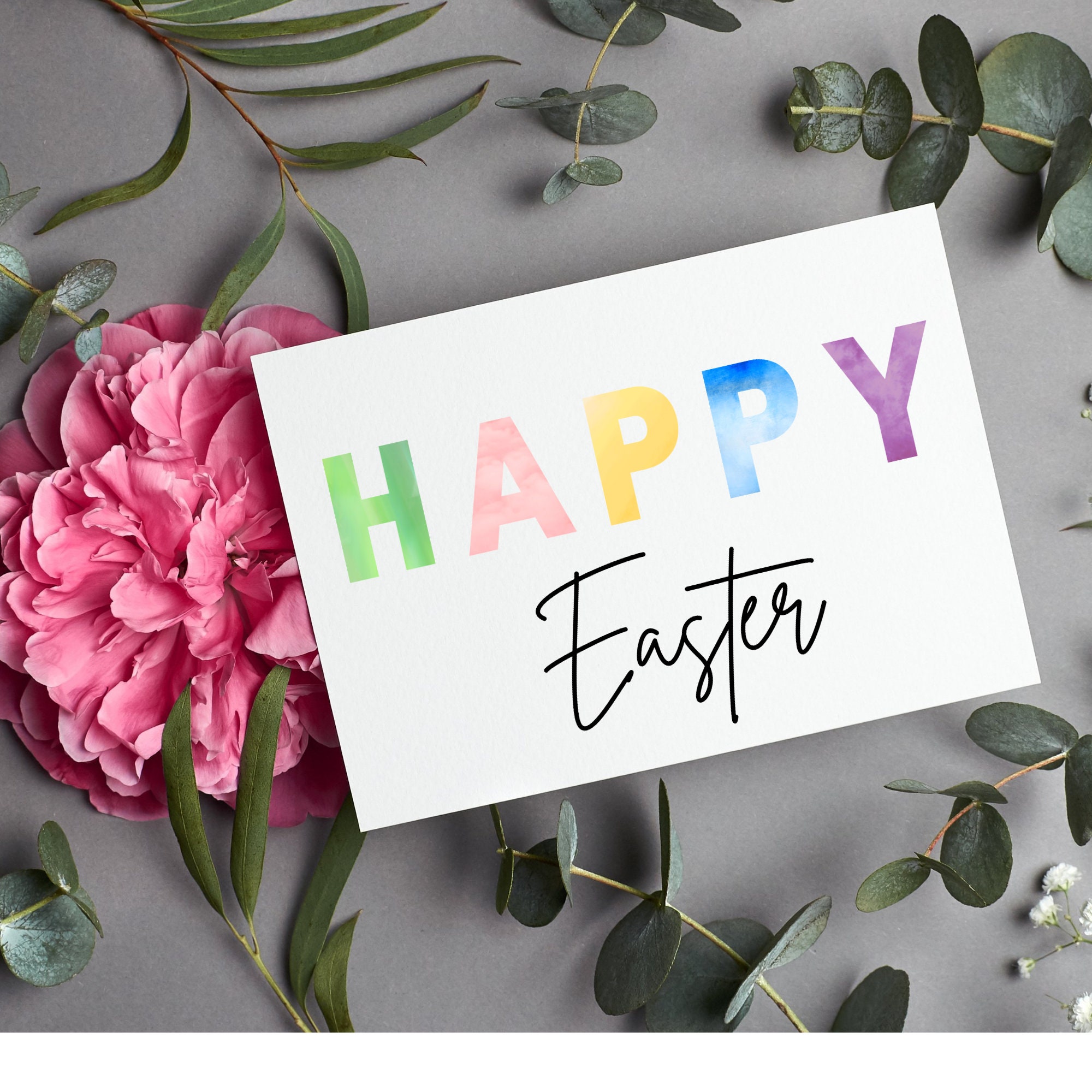 Printable Easter Card, Pastel Happy Easter Greeting Card, Easter Cards ...