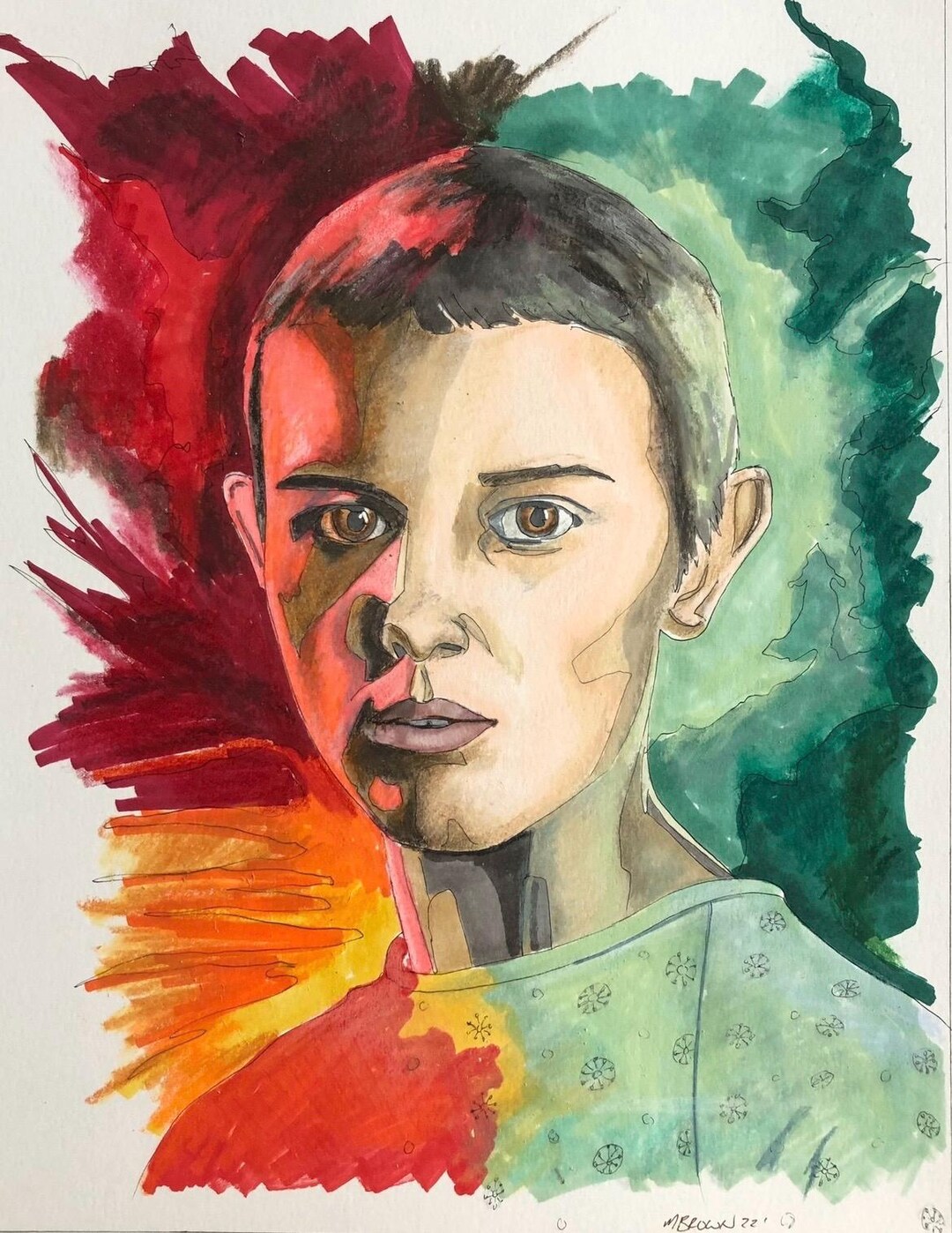Stranger Things 'eleven' Hand-drawn Art Print (11x14) - Etsy