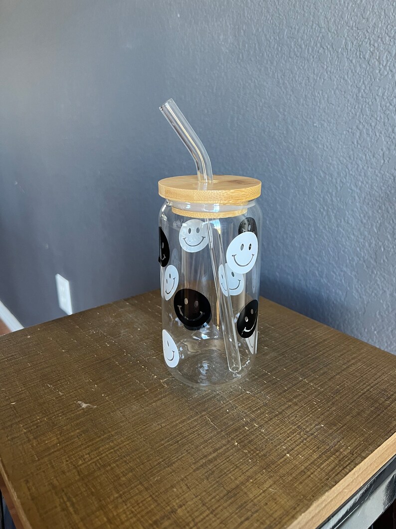 Glass Smiley Face Cup - Etsy