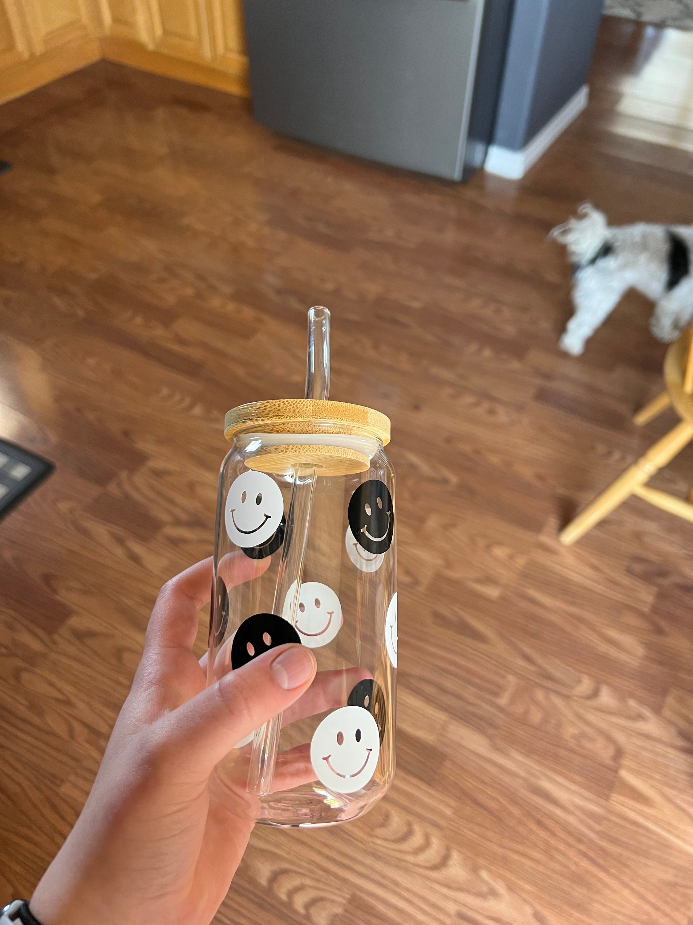 Glass Smiley Face Cup - Etsy