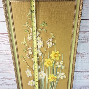 Large Vintage Crewel Embroidery Framed Floral Daffodil Art - Paragon ...