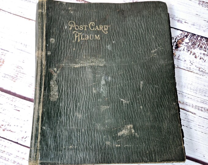 Antique Postcard Album 1800s Early 1900s - 48 Pages Leather Postcard ...
