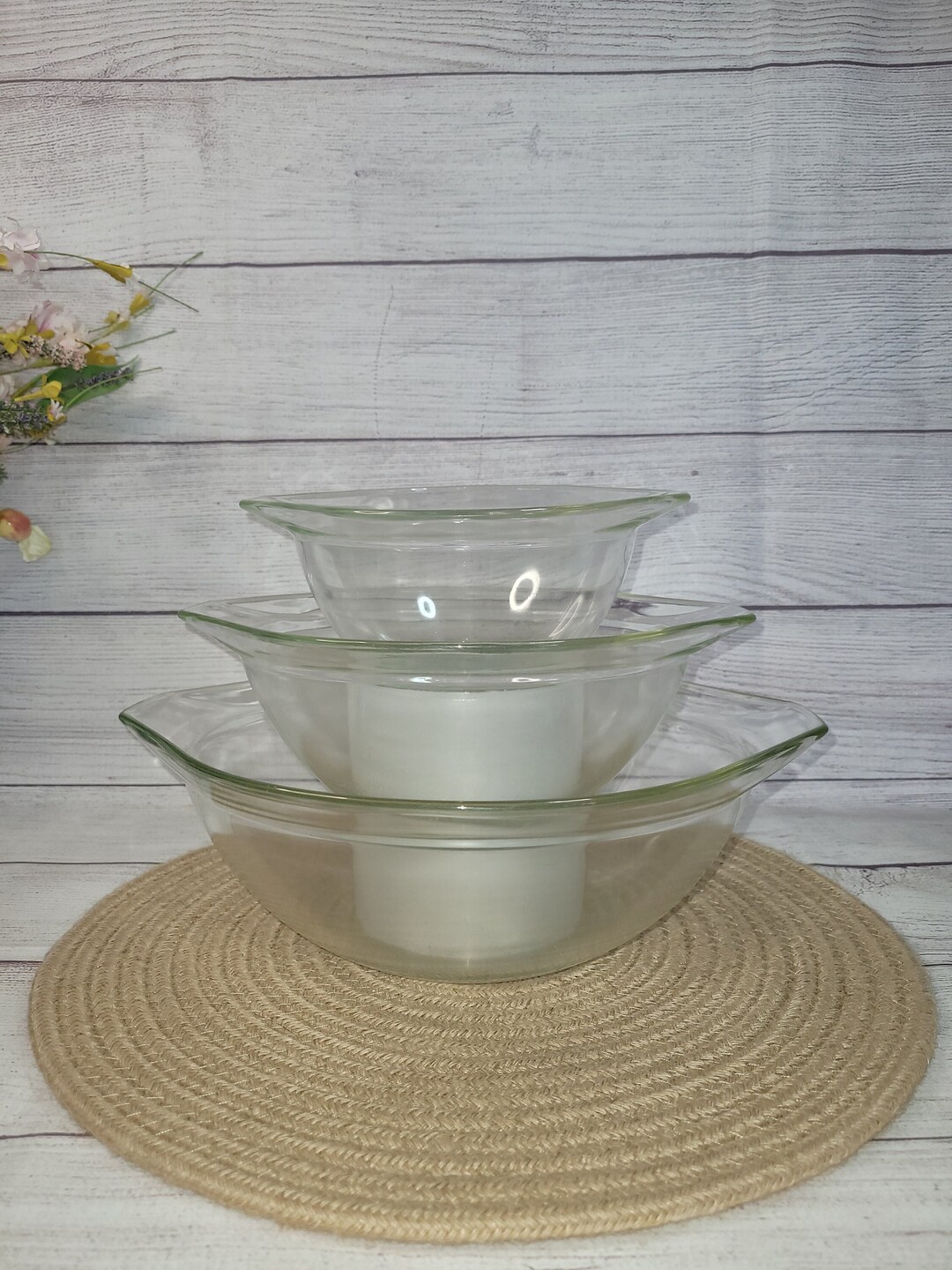 RARE Pyrex Clear Oval Cinderella Nesting Bowls 1940's Set of 3 ...