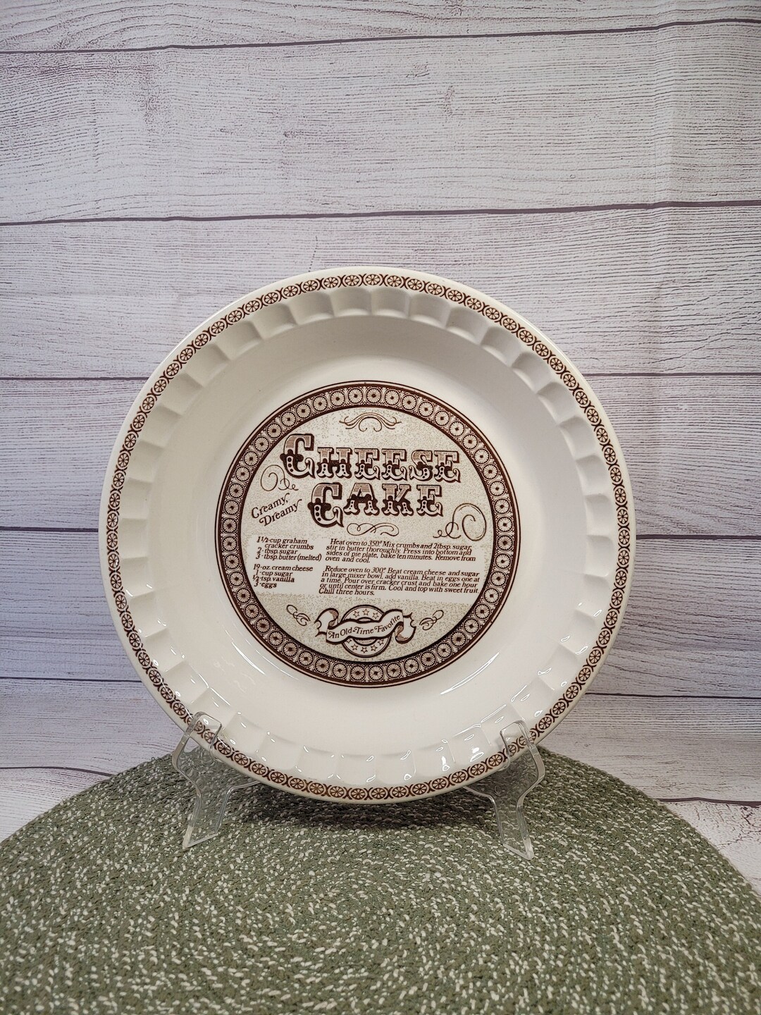 Royal China Cheese Cake Pie Plate With Recipe 11" Round | Vintage Pie ...