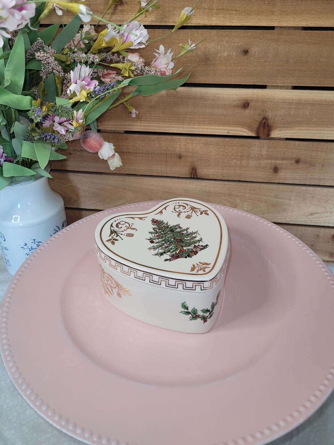 SPODE TRINKET BOX - Christmas Tree Trinket Box - Christmas Tree Lidded ...