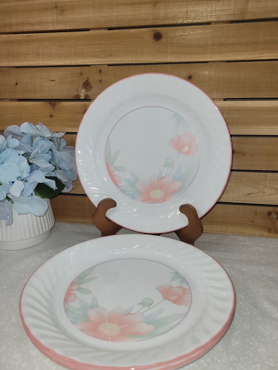 4 Vintage Corelle Peony Dinner Plates Corelle Peony Swirl Plates Pink ...