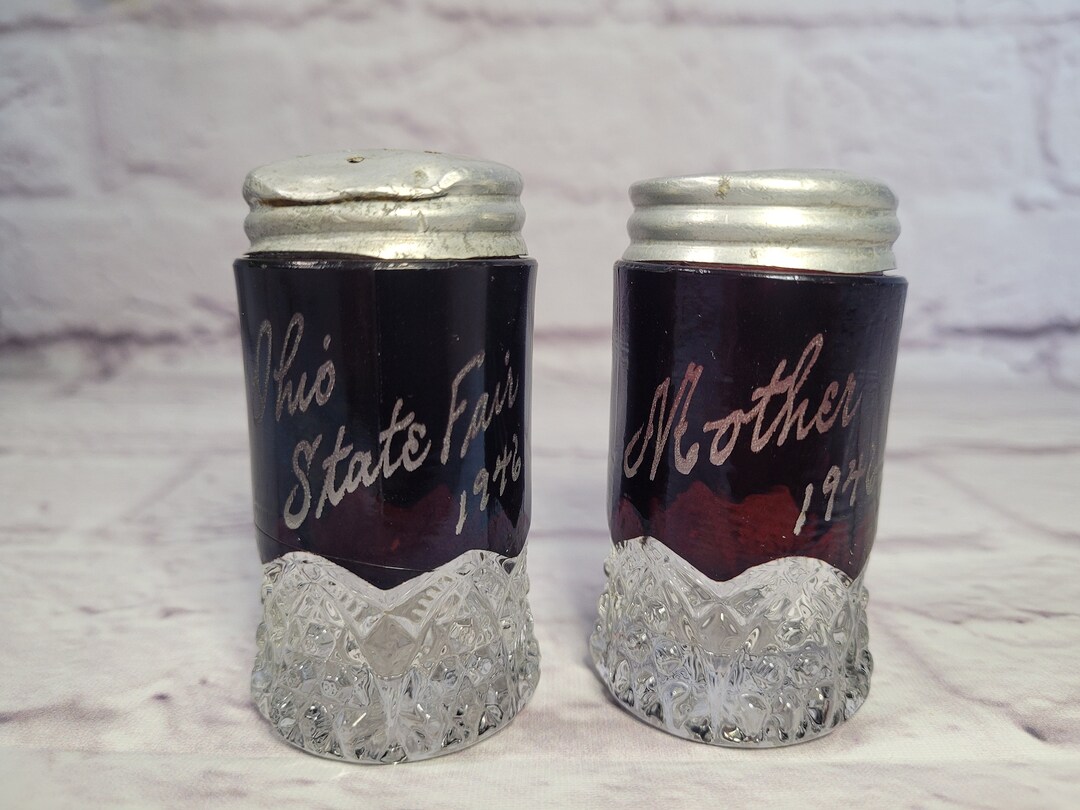 Ruby Stain 1946 Ohio State Fair/mother Salt and Pepper Shakers, Ruby ...