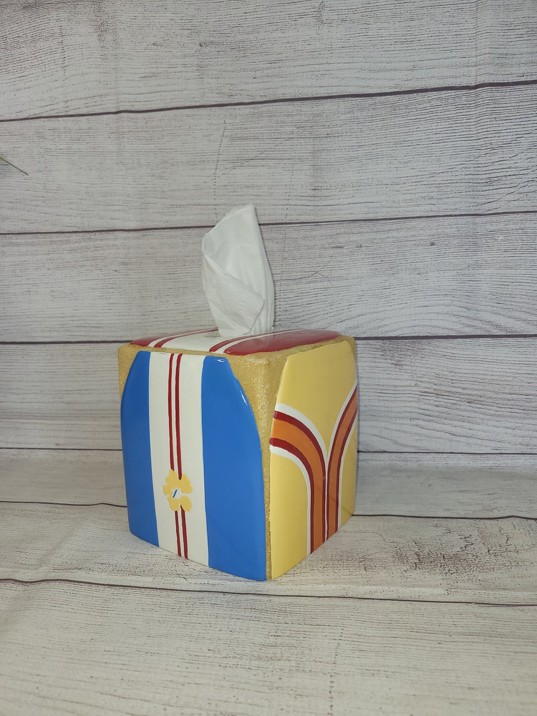 Vintage Ceramic Surfboard Tissue Box Surf Board Decor Surfing Bathroom ...