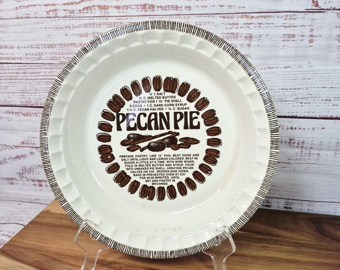 Vintage Pecan Pie Recipe Pie Plate, Royal China Jeannette | Deep Pie ...