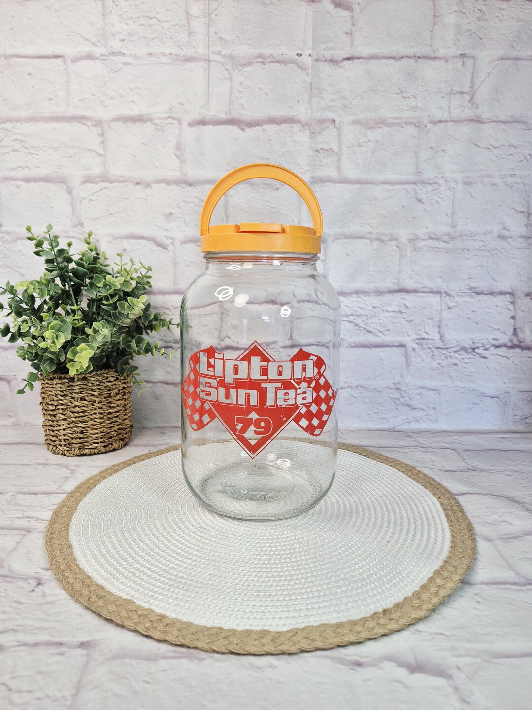 Vintage Lipton Sun Tea Jug - Glass Gallon Jug, Nascar 79 Red Racing ...