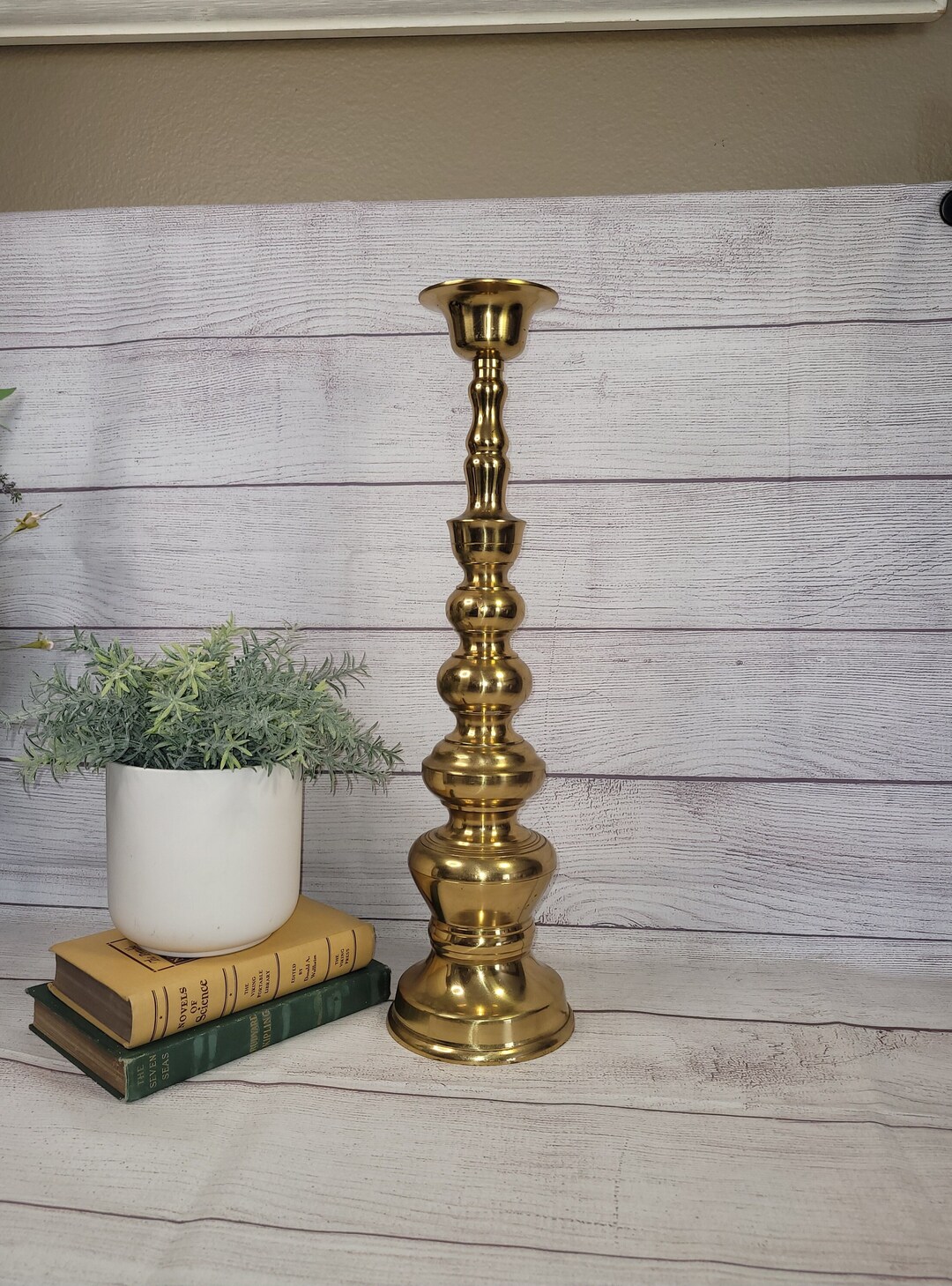 Vintage Solid Brass Candlestick Holder 18" Tall - Original 70's Homco ...