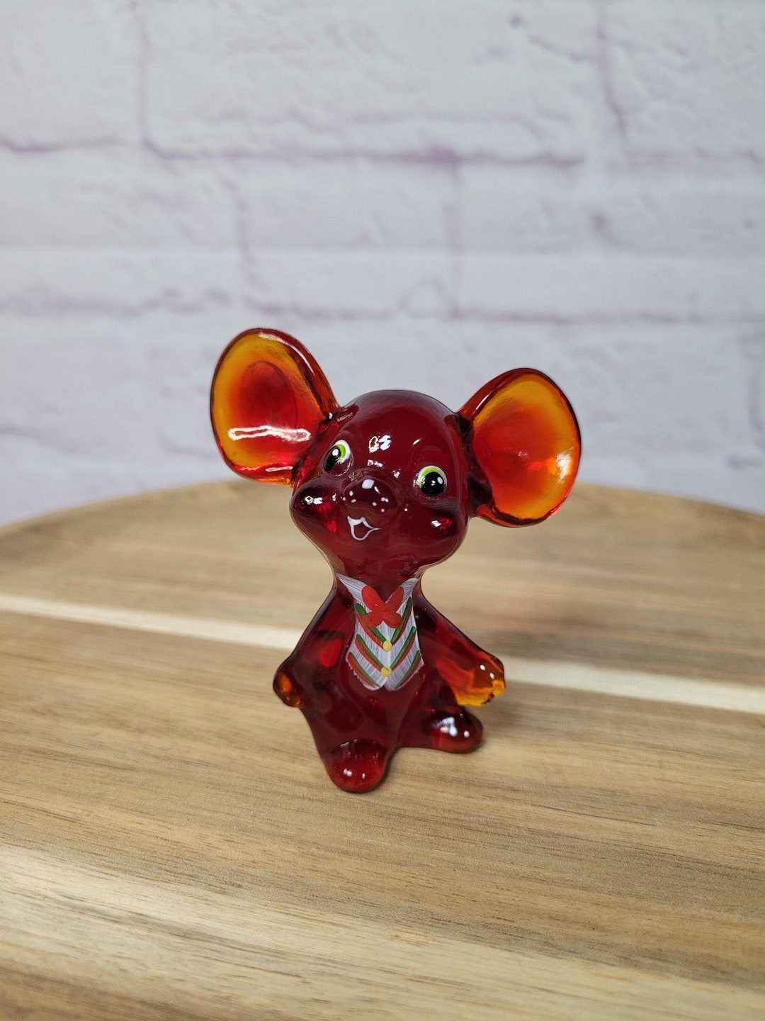 Vintage Fenton Ruby Glass Mouse, Hand Painted, Signed S Davis, Glass ...
