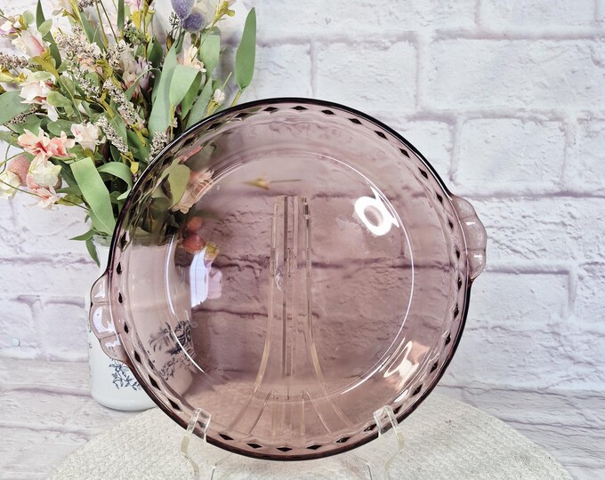 Vintage PYREX Cranberry Glass Pie Plate, Pyrex 229 Deep Dish Fluted Pie ...