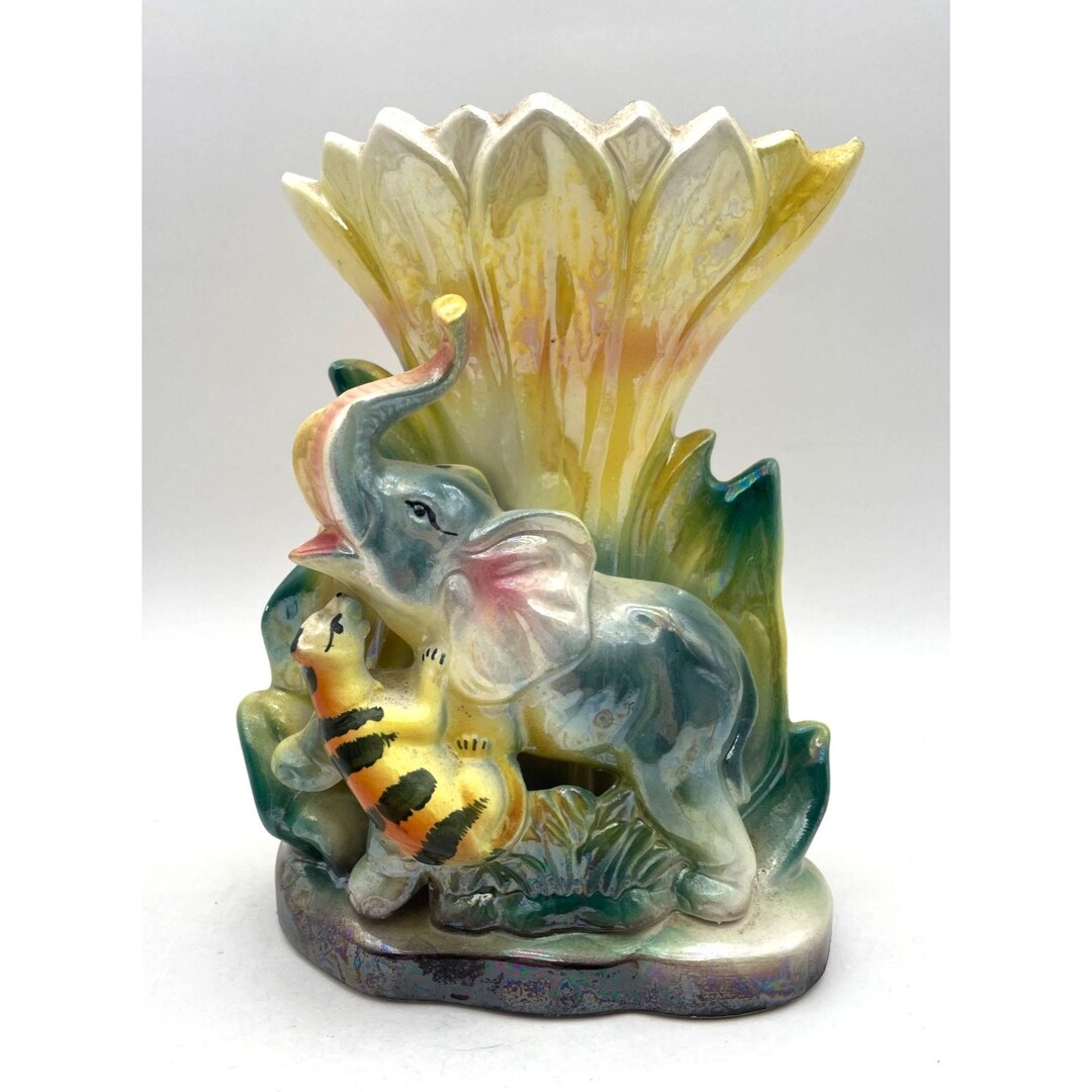 Lusterware 3D Vase Nanco Japan Elephant & Tiger Vase - Etsy