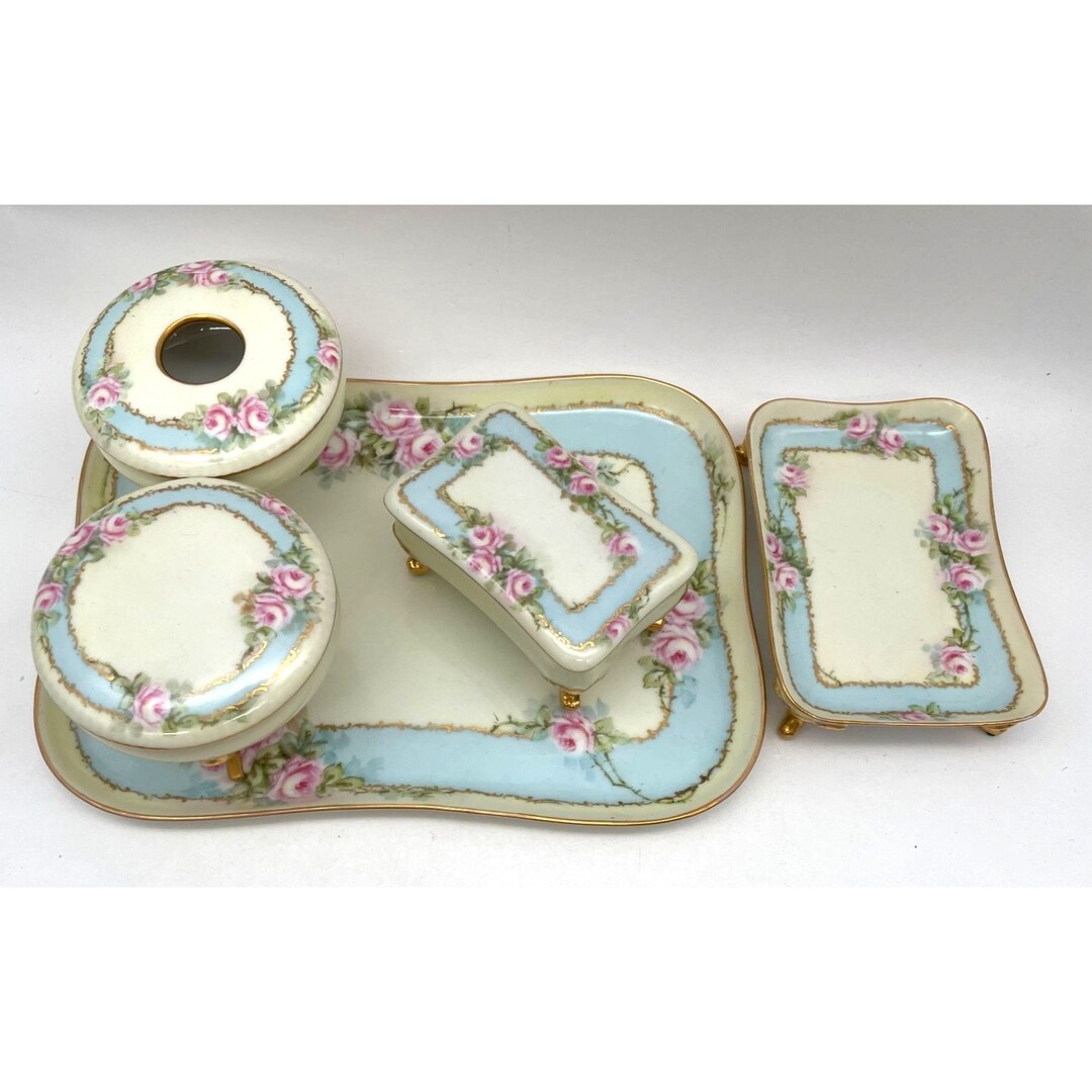 Antique 5 Piece Limoges Vanity Set - Etsy