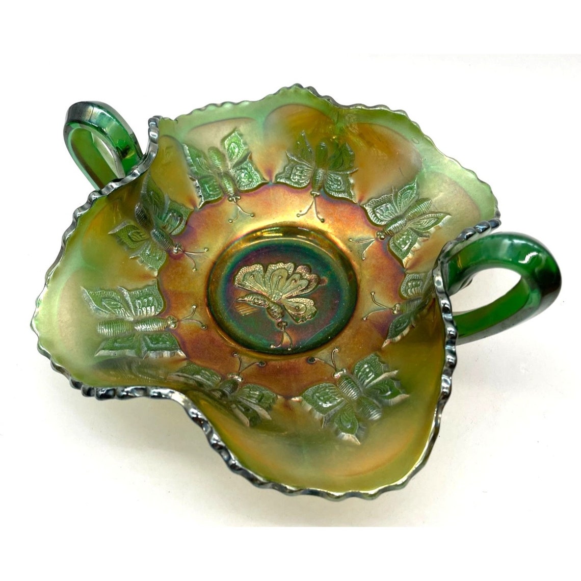 Vtg. Fenton Carnival Glass Butterfly Handled Bon Bon Dish - Etsy