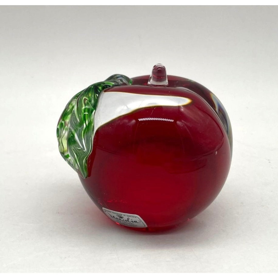 Vtg. Marcolin Art Crystal Red Apple Signed Made in Sweden - Etsy
