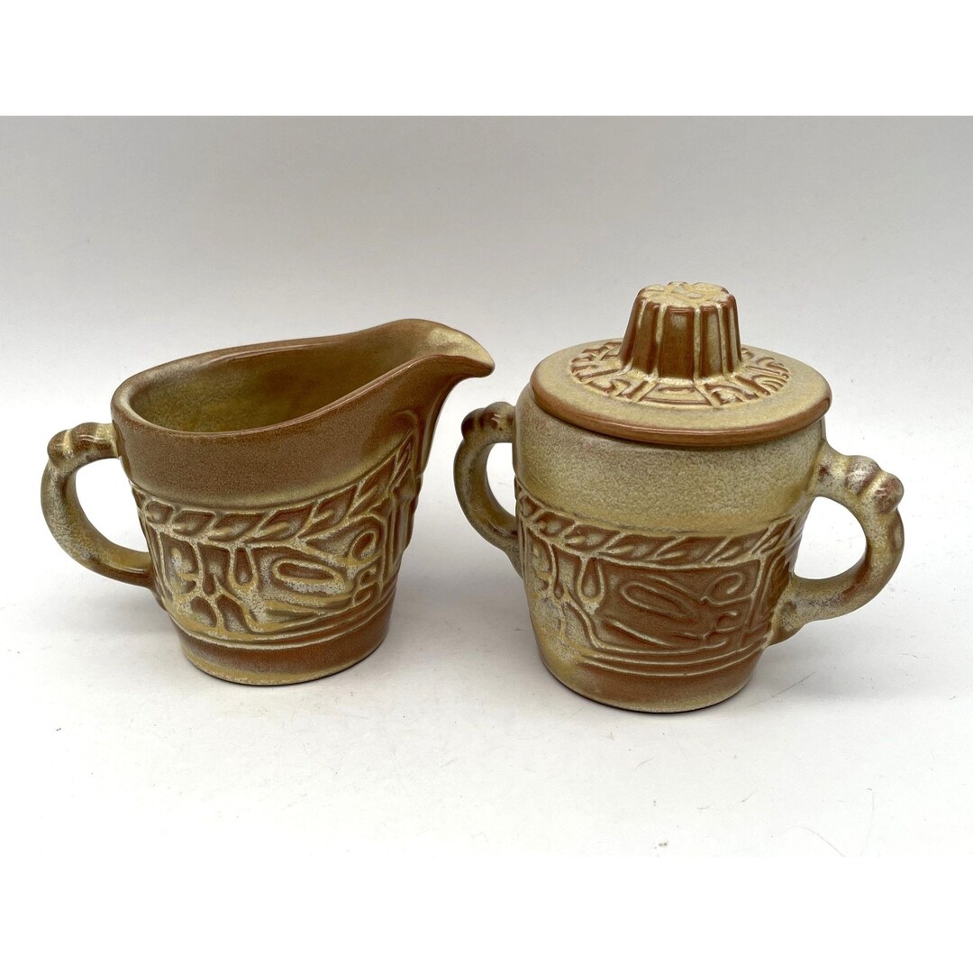 Vtg. Frankoma 7A 7B Aztec Pattern Desert Gold Sugar Creamer - Etsy