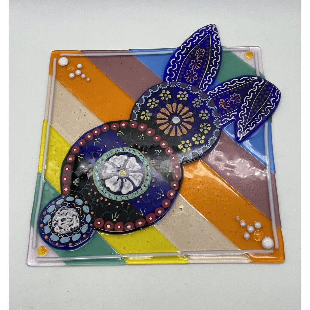Fused Glass Bunny Plate Signed - Etsy
