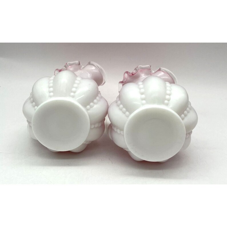Vtg. Pair Fenton Beaded Melon Silvercrest Pink Pitchers - Etsy