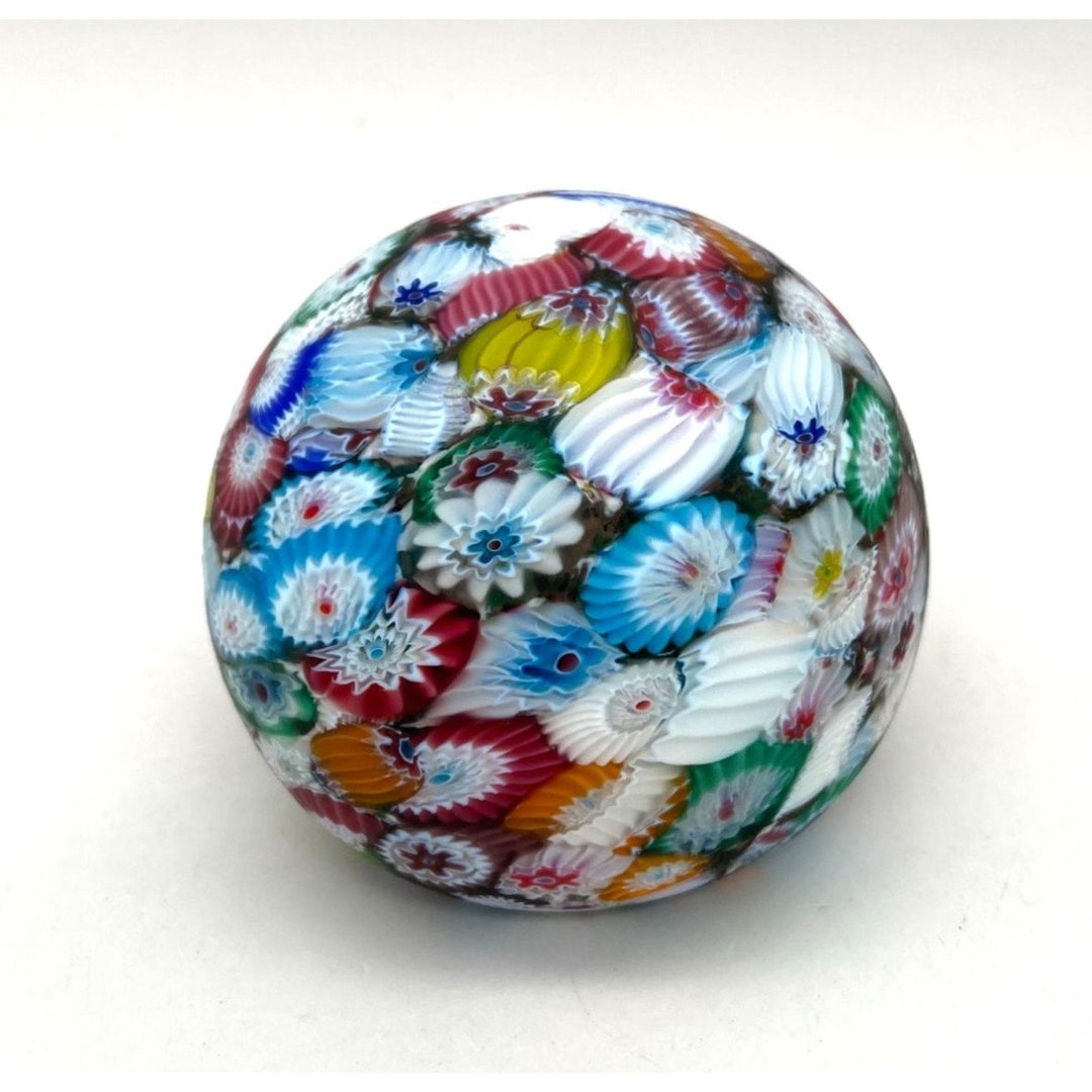 Vtg. Murano Millefiori Matte Paperweight - Etsy