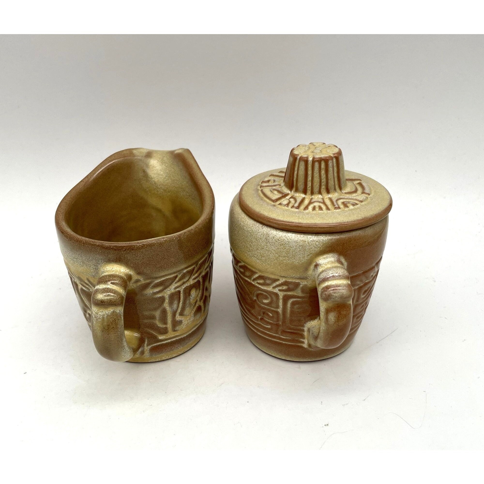 Vtg. Frankoma 7A 7B Aztec Pattern Desert Gold Sugar Creamer - Etsy